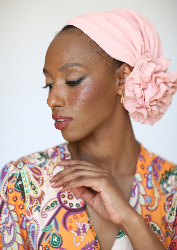 Light pink 3T ROSE TURBAN – Rona Hand Made Turbans