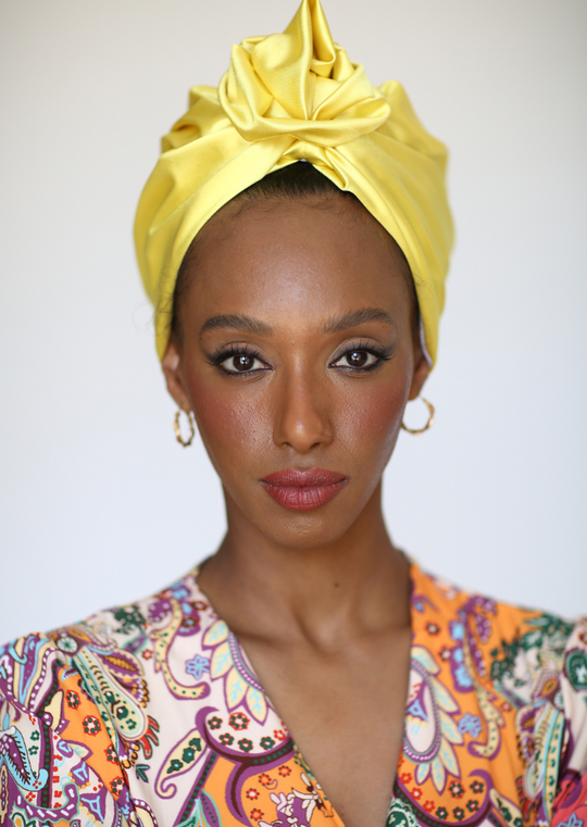 Flower Turban in Shiny Black – Rona Hand Made Turbans