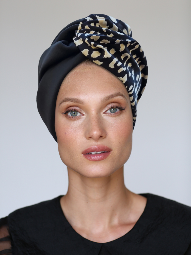 Black leopard twist Turban – Rona Hand Made Turbans
