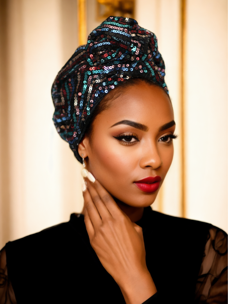 Elegant Nights Sequin Turban – Rona Hand Made Turbans