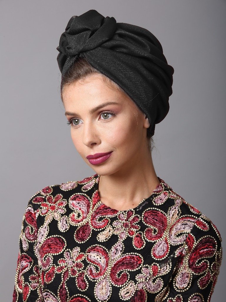 Black Flower turban – Rona Hand Made Turbans